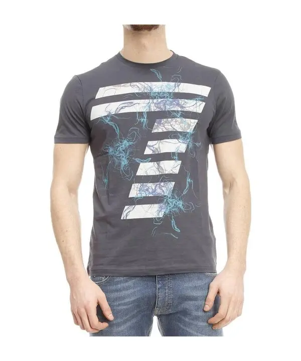 EA7 Dark Gray Logo Round Collar T-shirt
