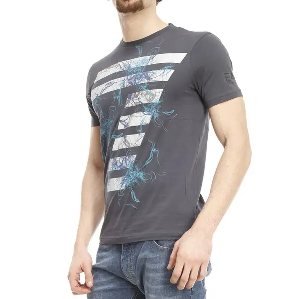 EA7 Dark Gray Logo Round Collar T-shirt