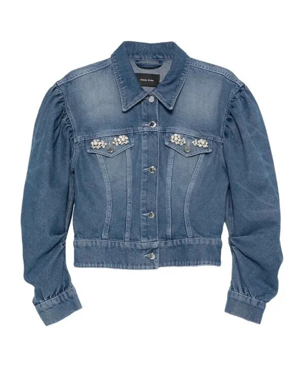 Simone Rocha Embellished Puff-sleeve Denim Jacket