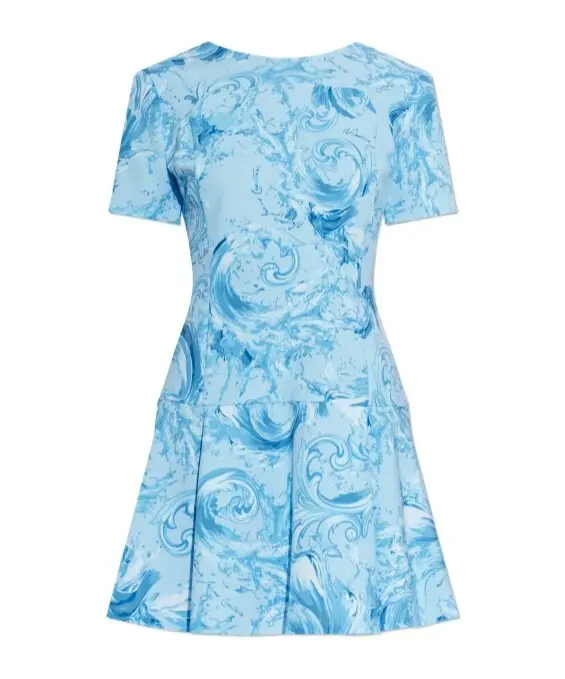 Versace Baroque Printed Crewneck Mini Dress