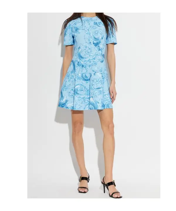 Versace Baroque Printed Crewneck Mini Dress