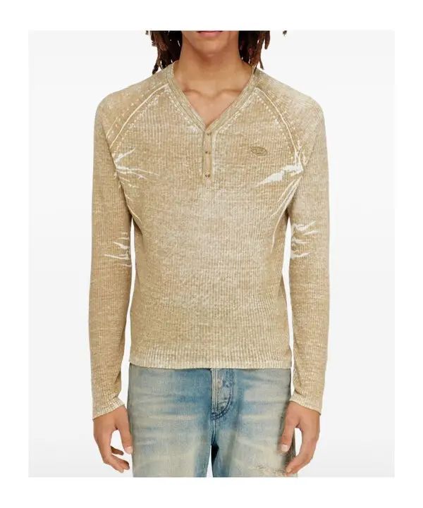 DIESEL® Henley Jumper With Faded Reverse Print