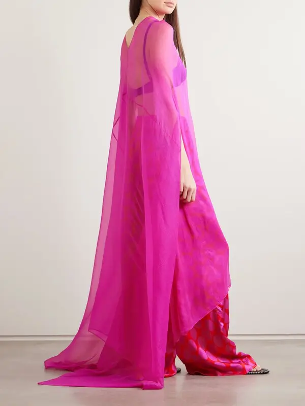Dries Van Noten V-neck Draped Maxi Dress - Fuchsia