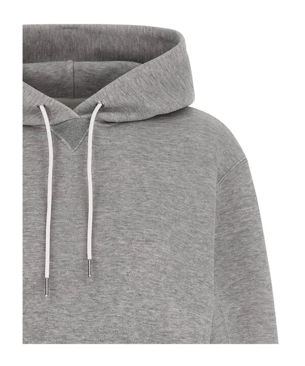 Sacai Cropped Hoodie With Drawstring - Gray