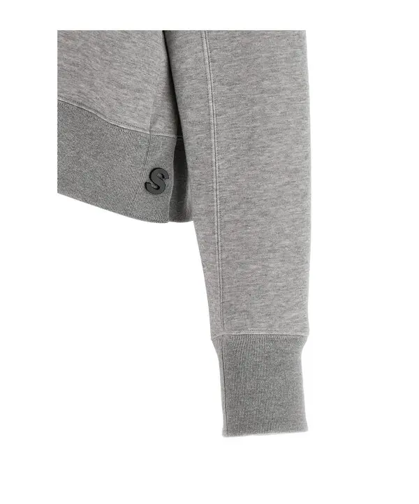 Sacai Cropped Hoodie With Drawstring - Gray