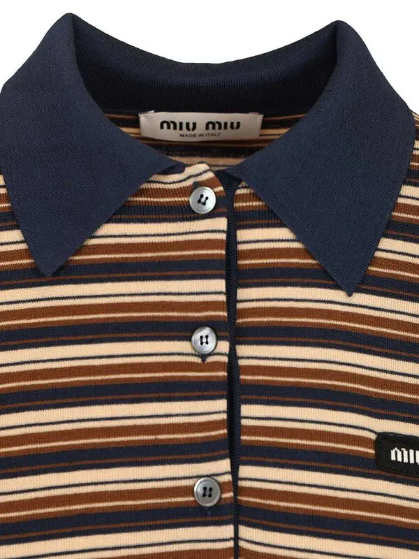 Miu Miu Striped Knitted Polo Shirt - F0627