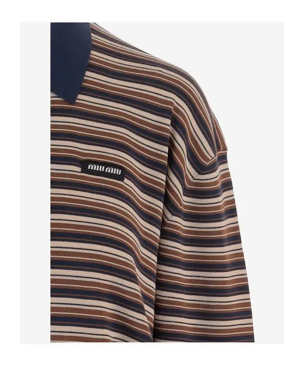 Miu Miu Striped Knitted Polo Shirt - F0627