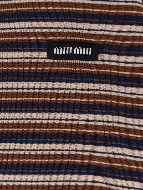 Miu Miu Striped Knitted Polo Shirt - F0627