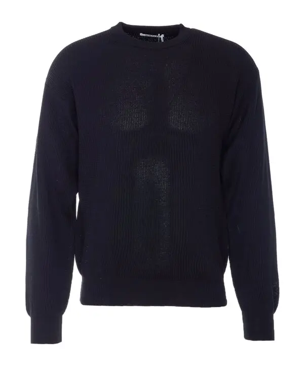 Auralee Long Sleeve Ribbed Knit Top - Black