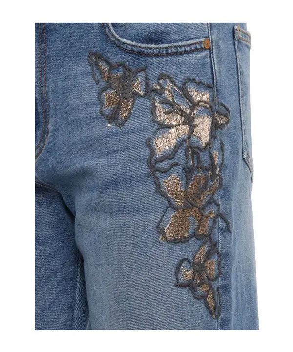 ERMANNO FIRENZE Sequined Embroidered Straight Leg Jeans