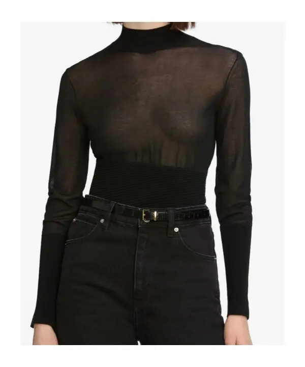 FRAME Sheer Panel Knitted Sweater