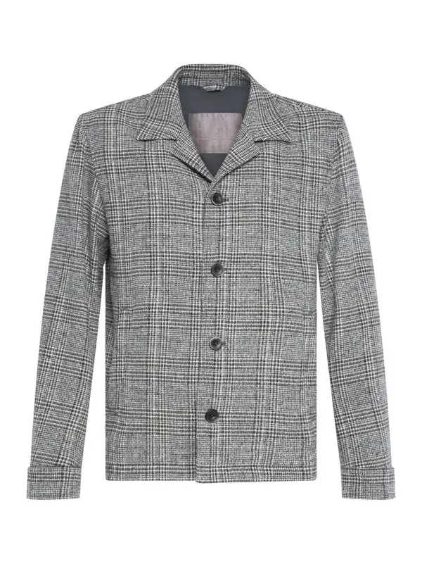 Herno Plaid Button Blazer - Gray