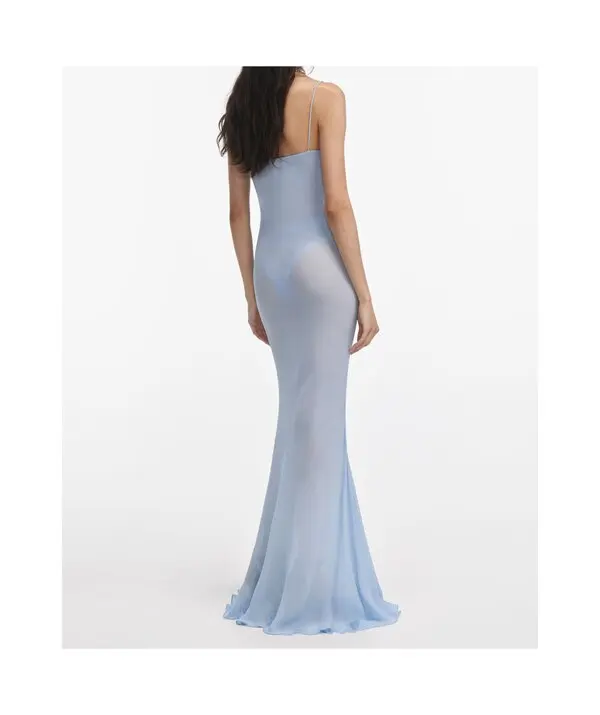 SELF-PORTRAIT Lace-trimmed Slip Maxi Dress
