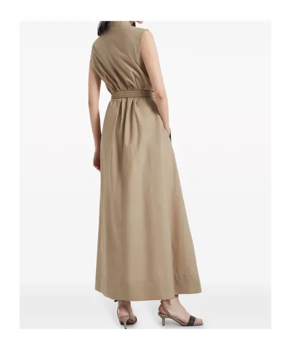 Brunello Cucinelli Beaded-trim V-neck Tunic Dress