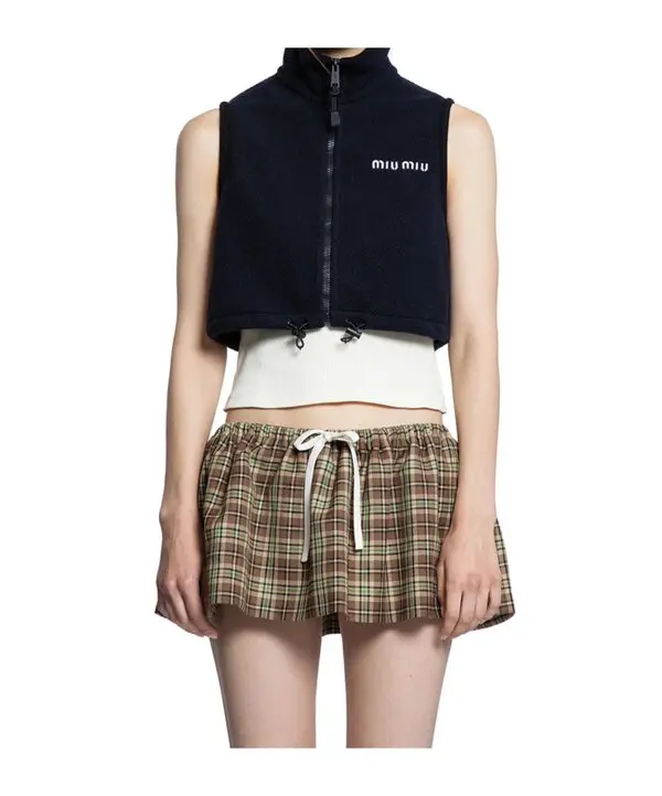 Miu Miu High-neck Zip Gilet - Blue