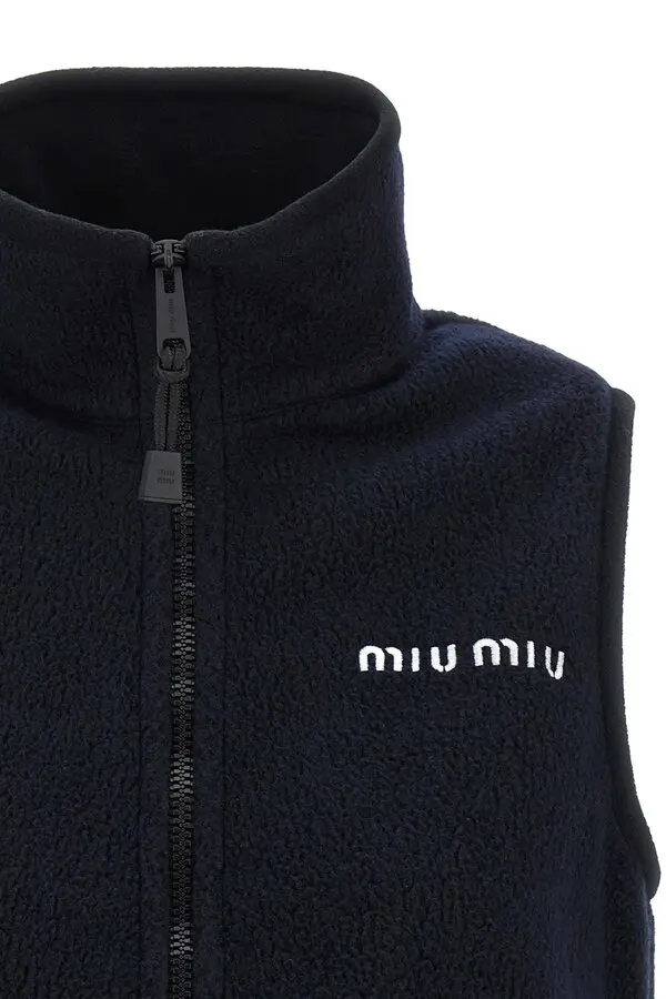 Miu Miu High-neck Zip Gilet - Blue