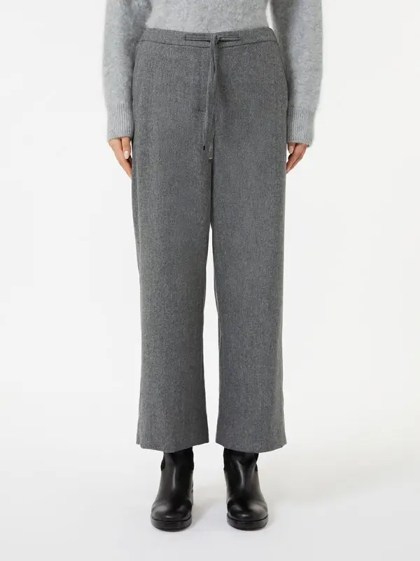 Max Mara Floria Drawstring Wide-leg Trousers - Medium Gray