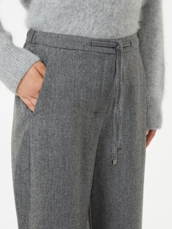 Max Mara Floria Drawstring Wide-leg Trousers - Medium Gray