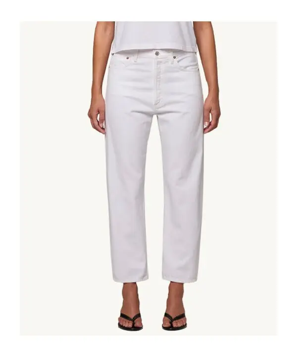AGOLDE 90's Crop Cotton Denim Jeans - White