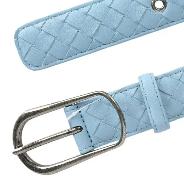 Bottega Veneta Woven Leather Belt With Metal Buckle