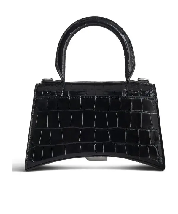 Balenciaga Hourglass Xs Logo Plaque Tote Bag - Black