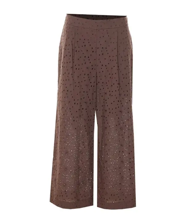 TWINSET Embroidered Flared Pants - Brown