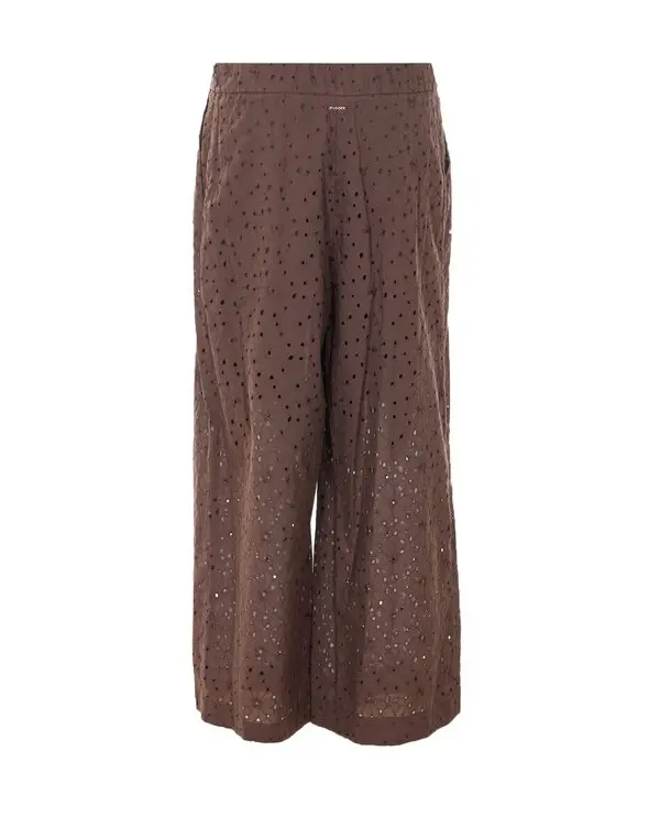TWINSET Embroidered Wide-leg Pants - Brown