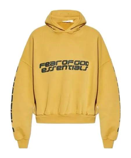 Fear Of God Cropped Relaxed Hoodie With Front Logo Print