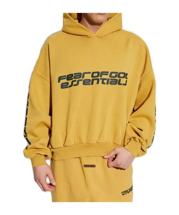 Fear Of God Cropped Relaxed Hoodie With Front Logo Print