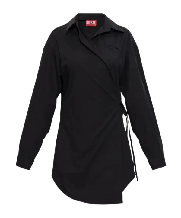 DIESEL® D-delphos-s1 Wrap Logo-embroidery Dress - Black