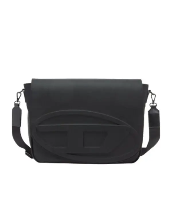 DIESEL® 1dr Messenger Embossed Flap Bag - Black