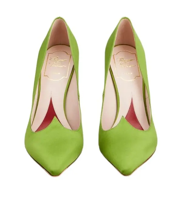 ROGER VIVIER 100mm Heart-shaped Satin Pumps - Green
