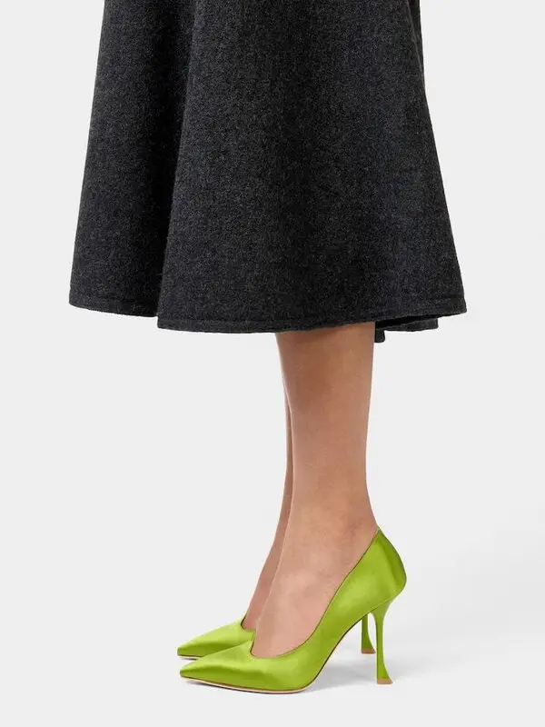 ROGER VIVIER 100mm Heart-shaped Satin Pumps - Green