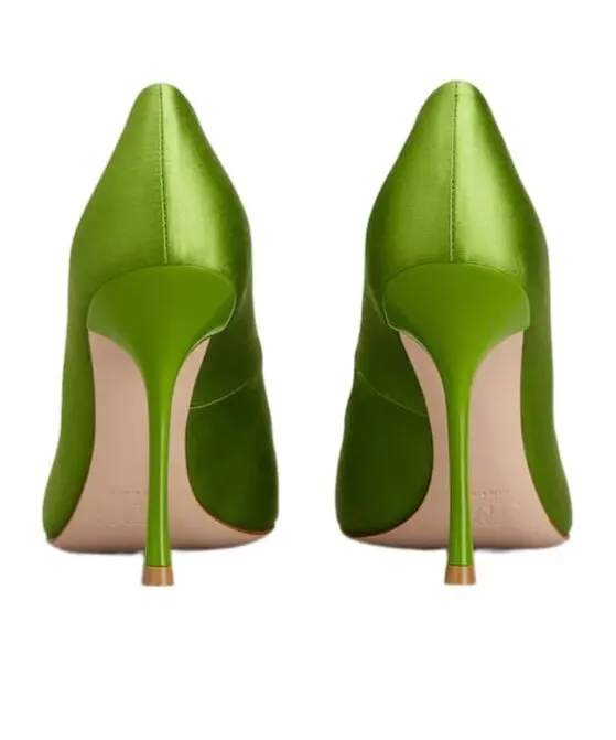 ROGER VIVIER 100mm Heart-shaped Satin Pumps - Green
