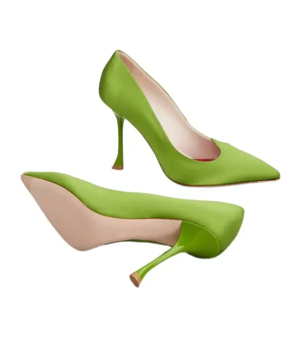 ROGER VIVIER 100mm Heart-shaped Satin Pumps - Green