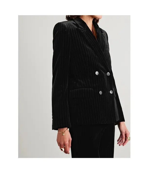 NILI LOTAN Double-breasted Striped Blazer