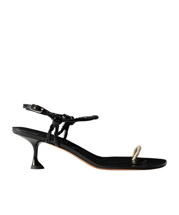 Proenza Schouler Twisted Glossy Leather High-heeled Sandals - Black