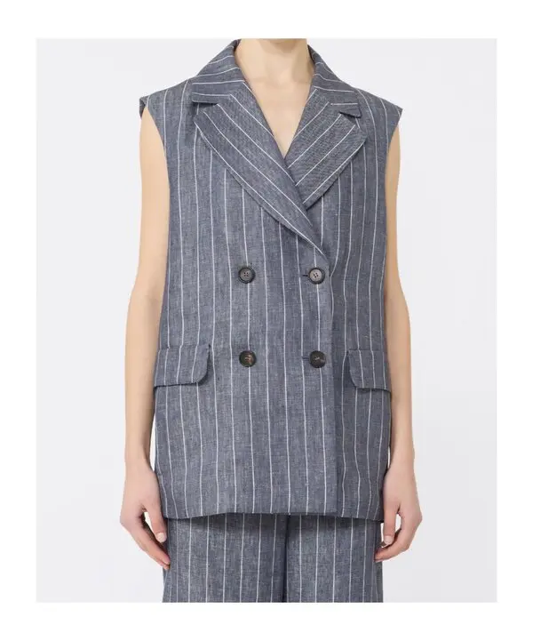 Max Mara Pinstripe Double-breasted Suit Vest