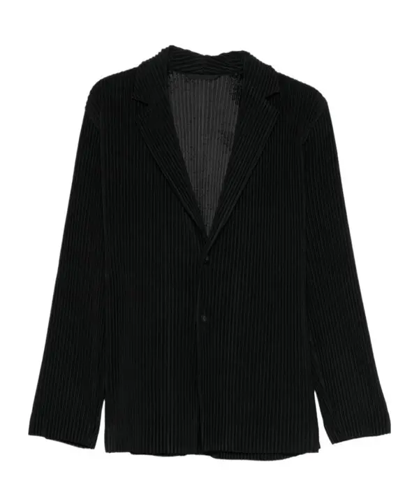 Issey Miyake Homme Plissé Pleated Single-breasted Blazer - Black