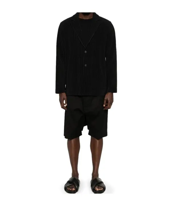 Issey Miyake Homme Plissé Pleated Single-breasted Blazer - Black