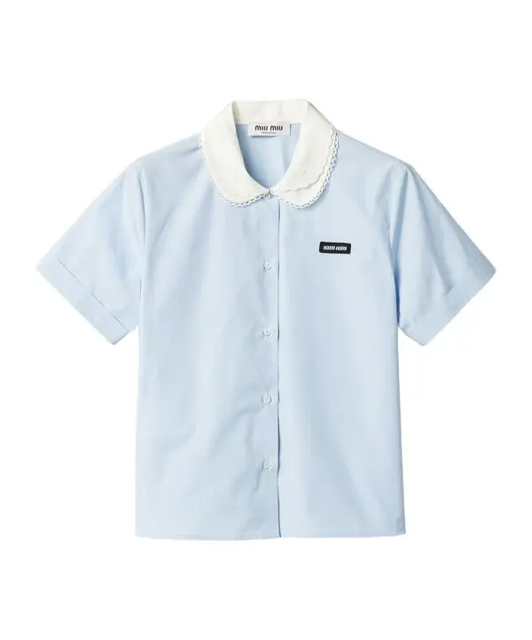 Miu Miu Short Sleeve Collared Shirt - Blue