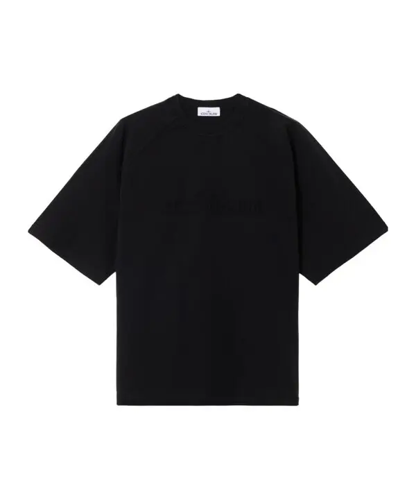 Stone Island Oversized-fit Short-sleeve T-shirt With Logo Embroidery - Black