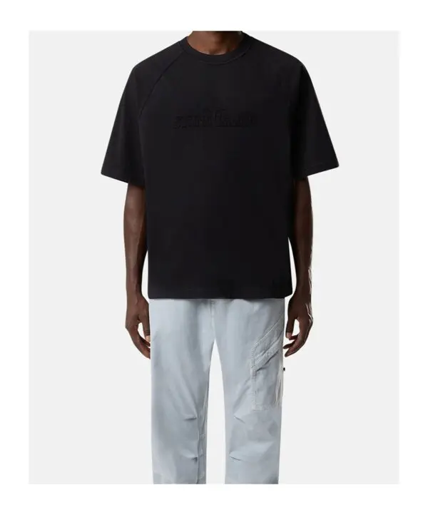 Stone Island Oversized-fit Short-sleeve T-shirt With Logo Embroidery - Black