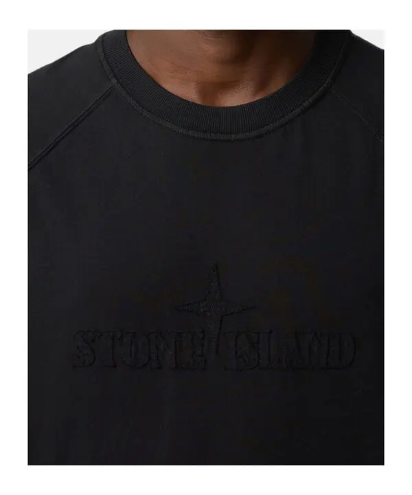 Stone Island Oversized-fit Short-sleeve T-shirt With Logo Embroidery - Black