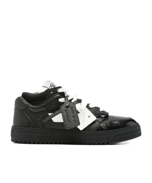 Off-White Leather And Patent Lace-up Sneakers - Black