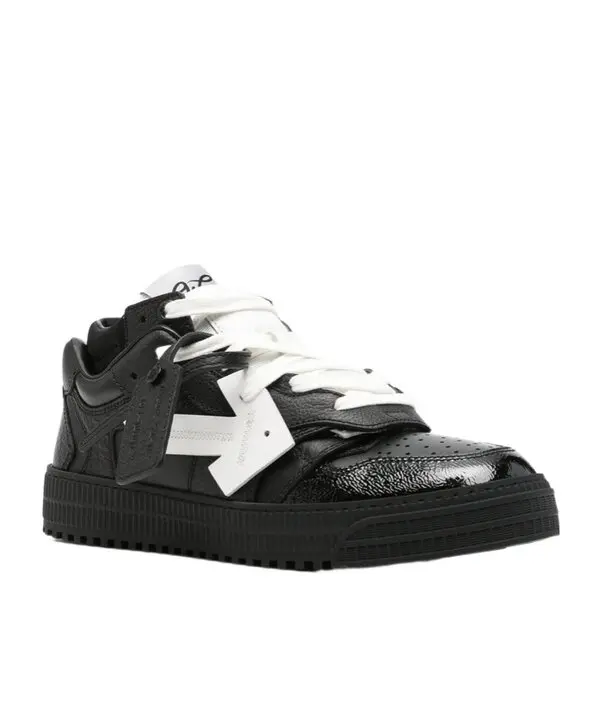 Off-White Leather And Patent Lace-up Sneakers - Black