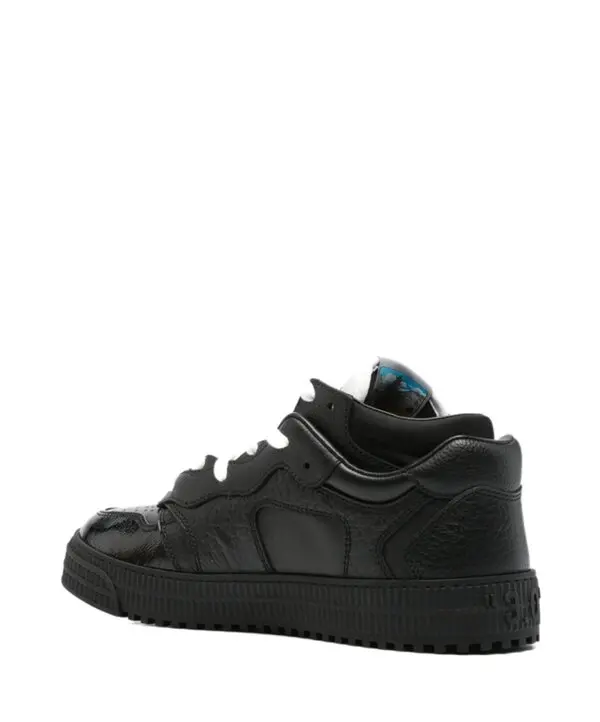 Off-White Leather And Patent Lace-up Sneakers - Black