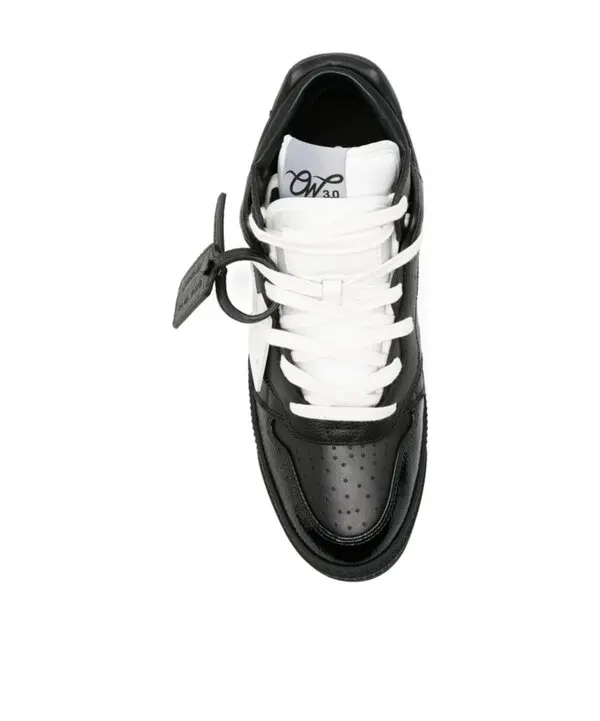 Off-White Leather And Patent Lace-up Sneakers - Black