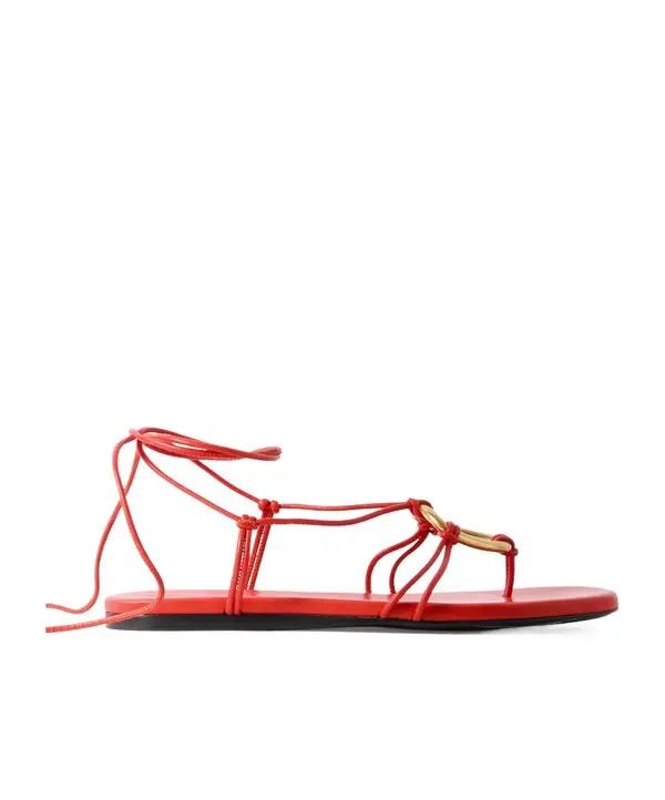 Proenza Schouler Strappy Flat Sandals With Gold Tone O-ring - Red