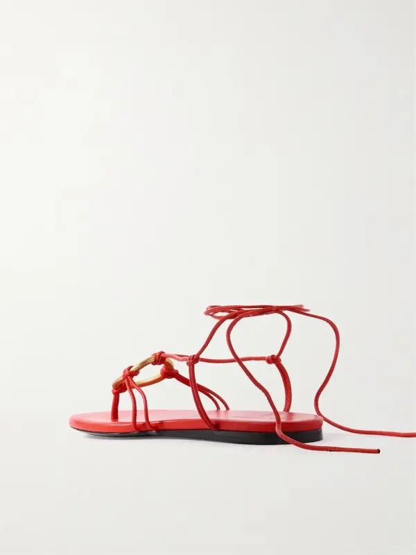 Proenza Schouler Strappy Flat Sandals With Gold Tone O-ring